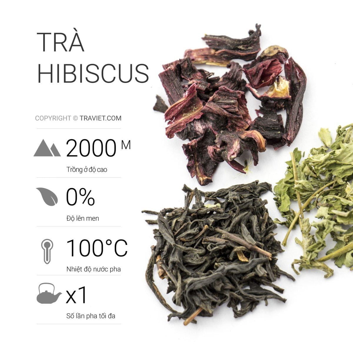 Trà Hibiscus - Hộp 10 tép 2,5 gram tiện dụng - Trà Việt